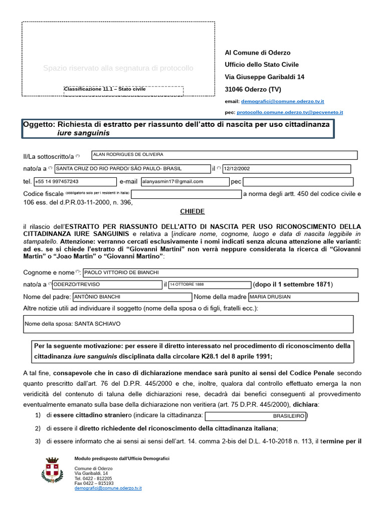 Richiesta Estratto Nascita Cittadinanza | PDF Richiesta Estratto Nascita Cittadinanza | PDF