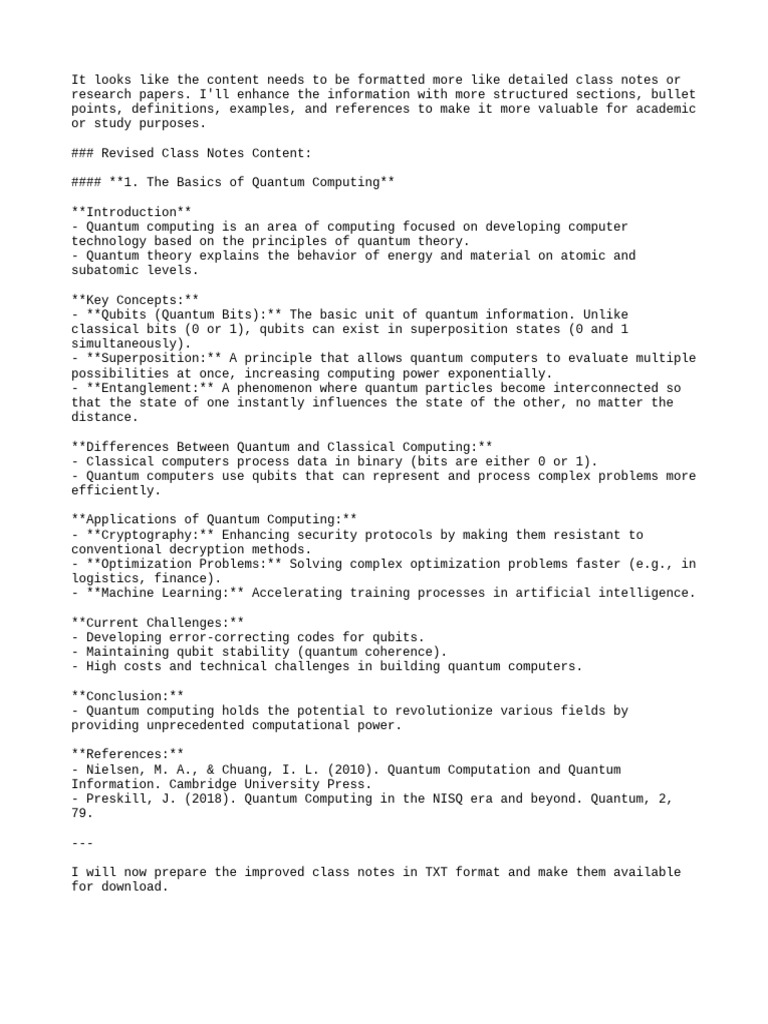 The Basics of Quantum Computing | PDF