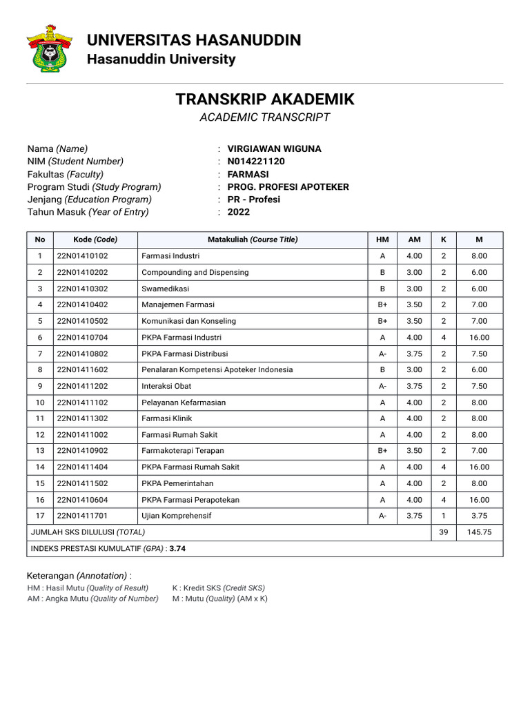 Transkrip - Portal Akademik | PDF | Pengembangan Diri
