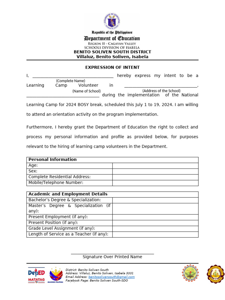 LCV Expression of Intent | PDF