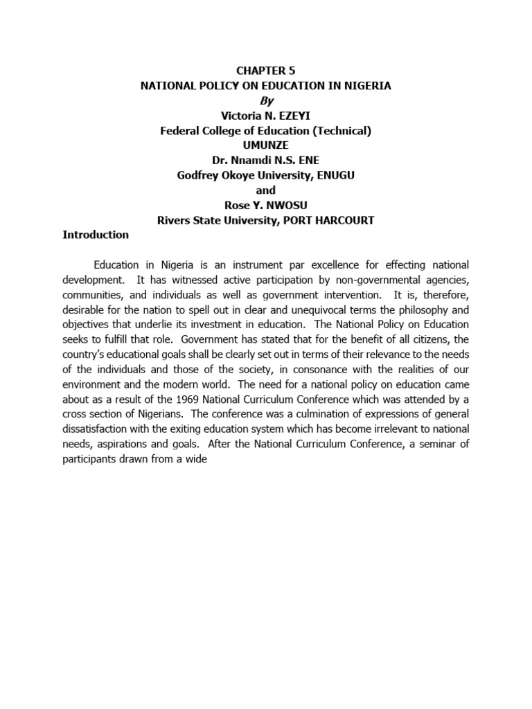 CHAPTER 5 National Policy | PDF