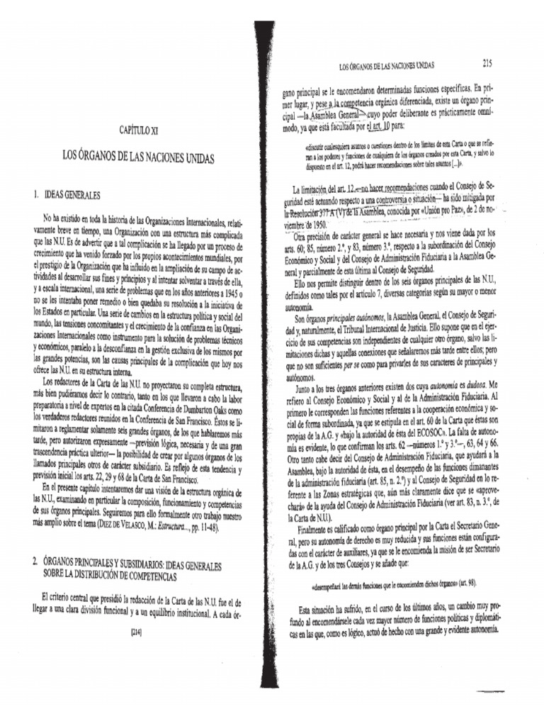 Diez de Velasco - LAS ORGANIZACIONES INTERNACIONALES - Cap XI-Los órganos de Naciones Unidas | PDF