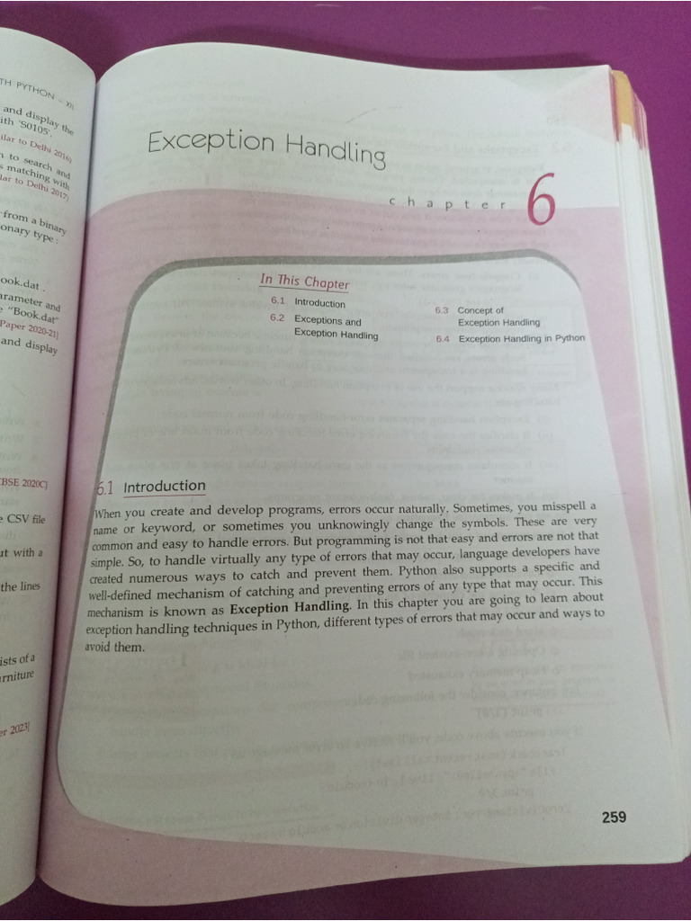 CH 6 Exceptional Handling | PDF