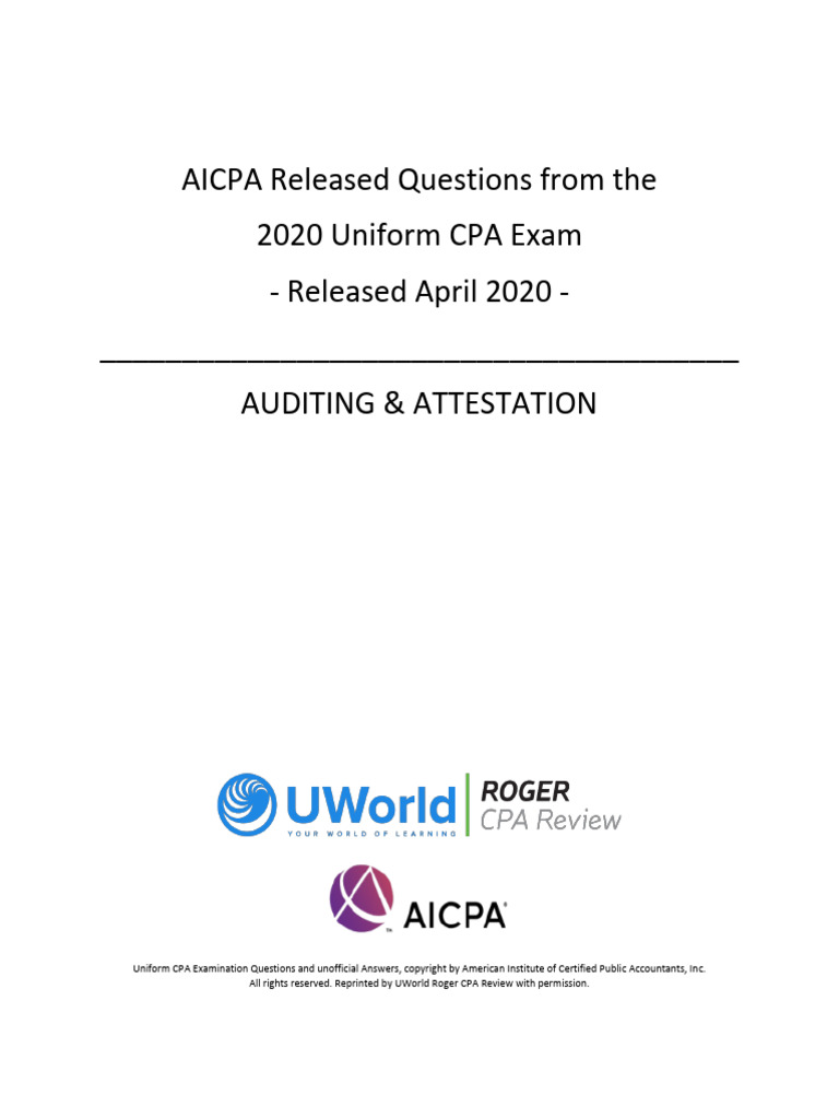 2020 AICPA Questions-AUD | PDF
