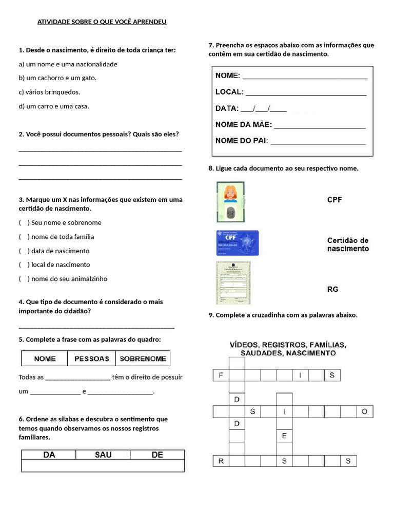 Atividade Doc Pessoais | PDF