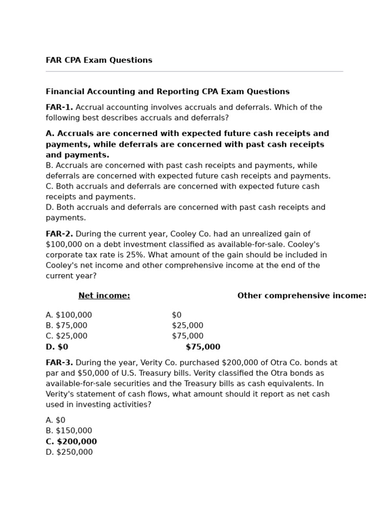 FAR CPA Exam Questions | PDF