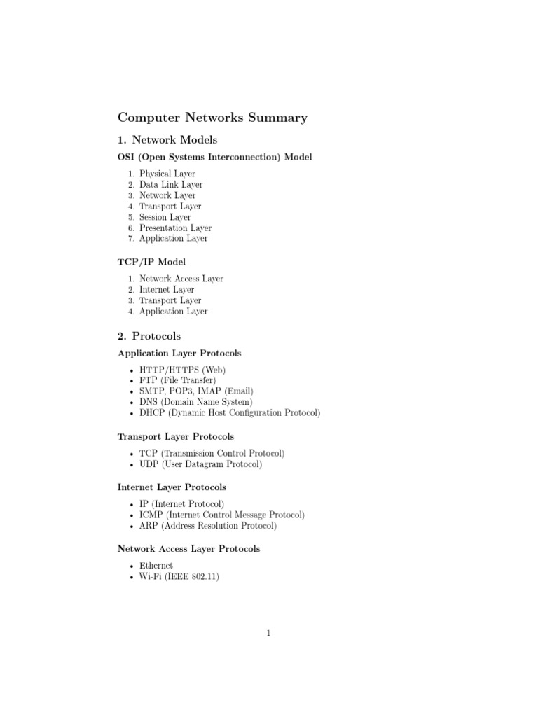 Computer Networks Summary | PDF