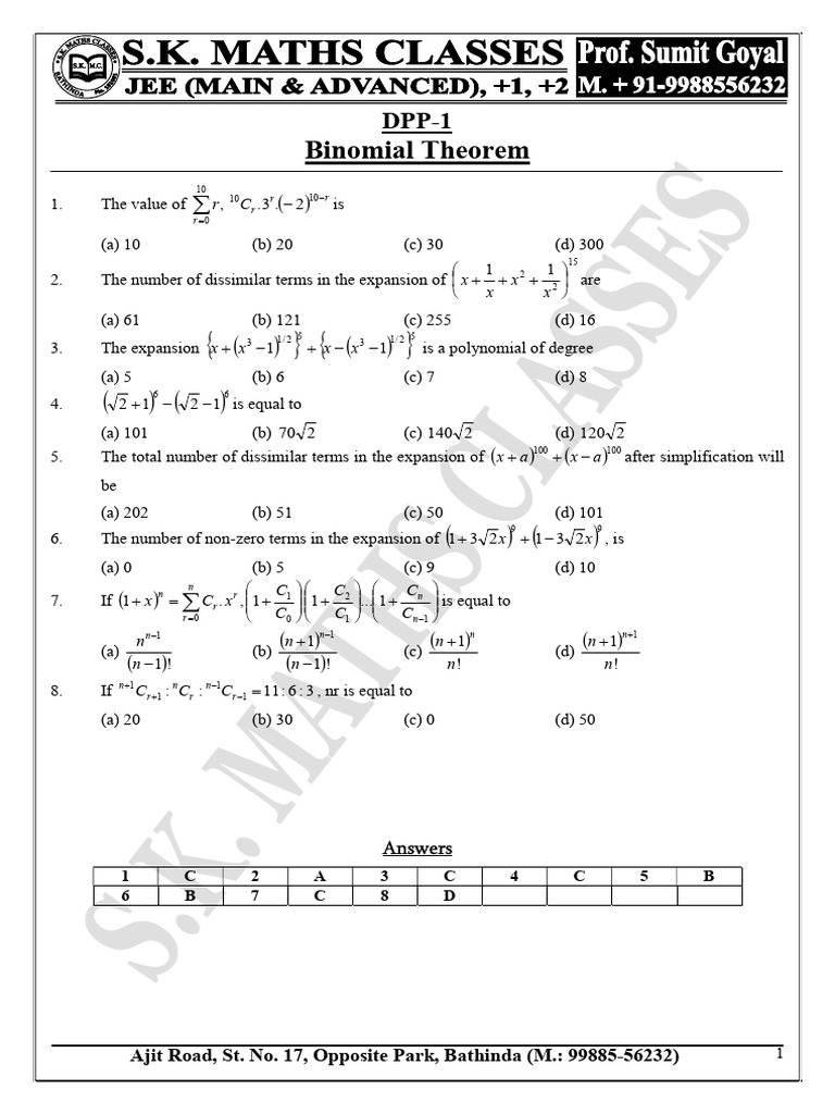 Binomial Theorem 1 | PDF