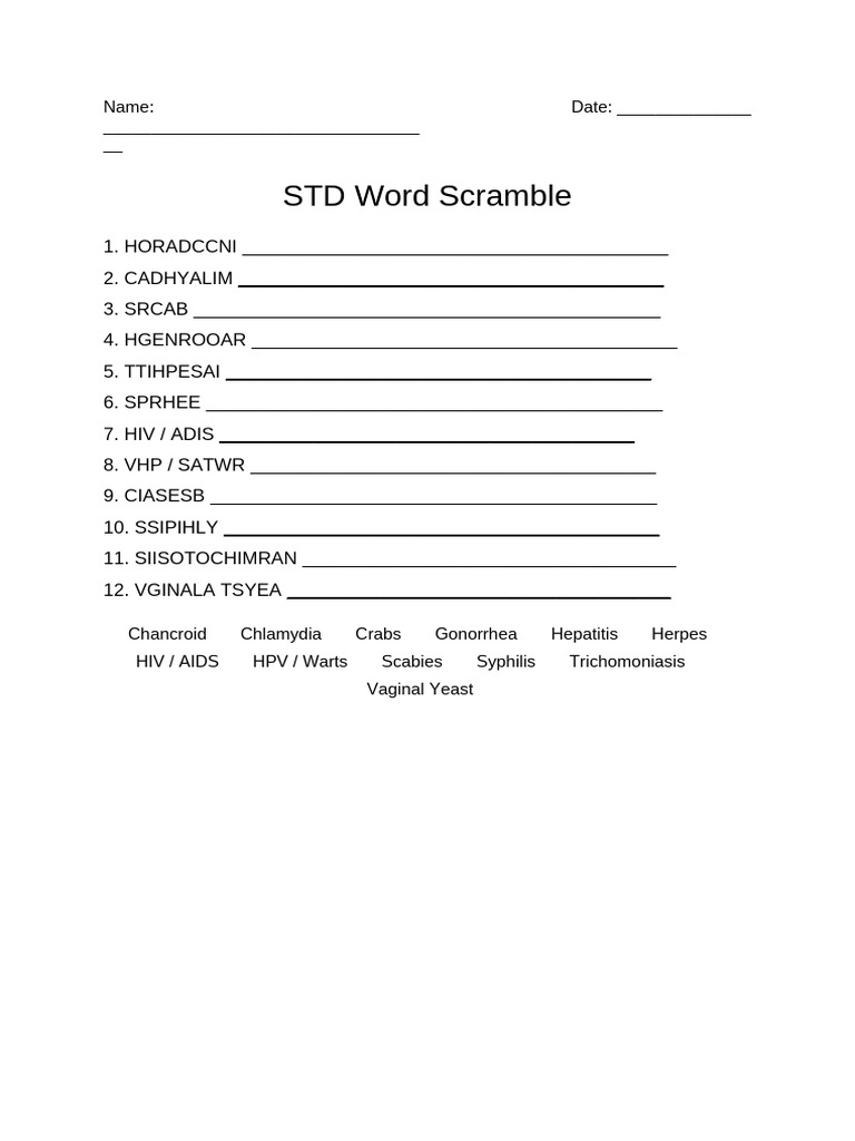 STD Word Scramble C65fa 61647c0d | PDF