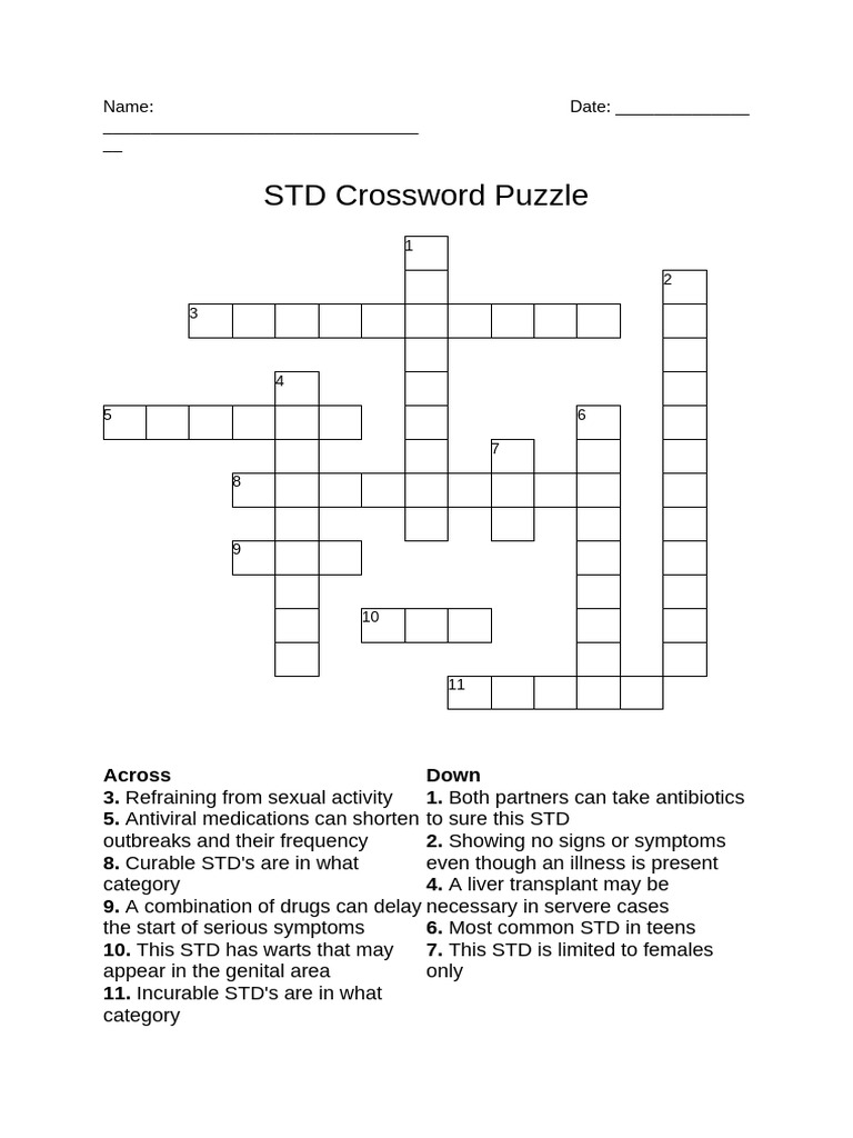 STD Crossword Puzzle B071e 61647be7 | PDF