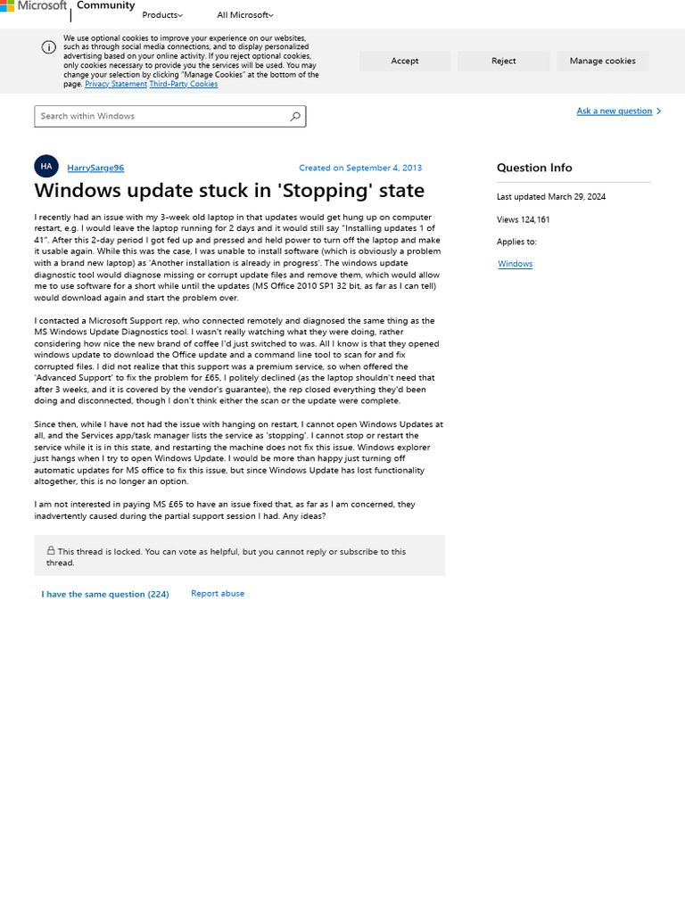 Windows Update Stuck in 'Stopping' State - Microsoft Community | PDF