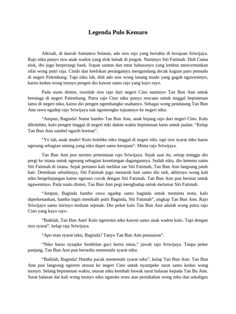 Legenda Pulo Kemaro | PDF