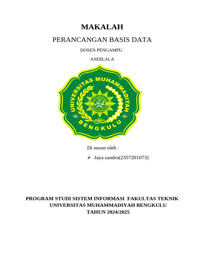 Makalah Basis Data SM 3 Jaya | PDF | Databases | Art