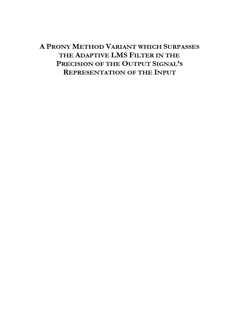 Enhanced Prony Method for Signal Precision | PDF | Autoregressive Model ...