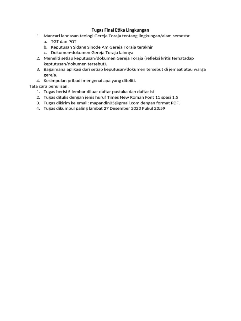 Tugas Final Etika Lingkungan | PDF