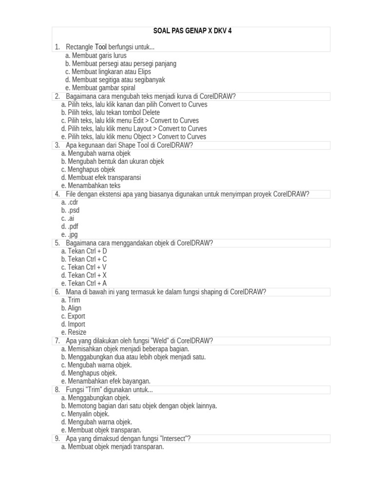 Soal Pas Genap X DKV4 2024 | PDF