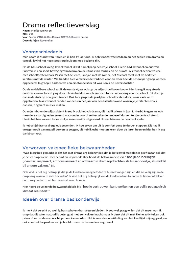 Drama Verslag | PDF