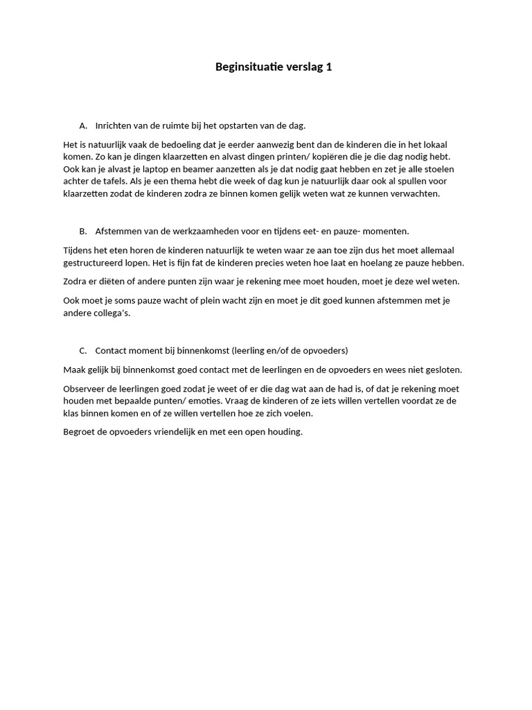 Beginsituatie Verslag 1 | PDF
