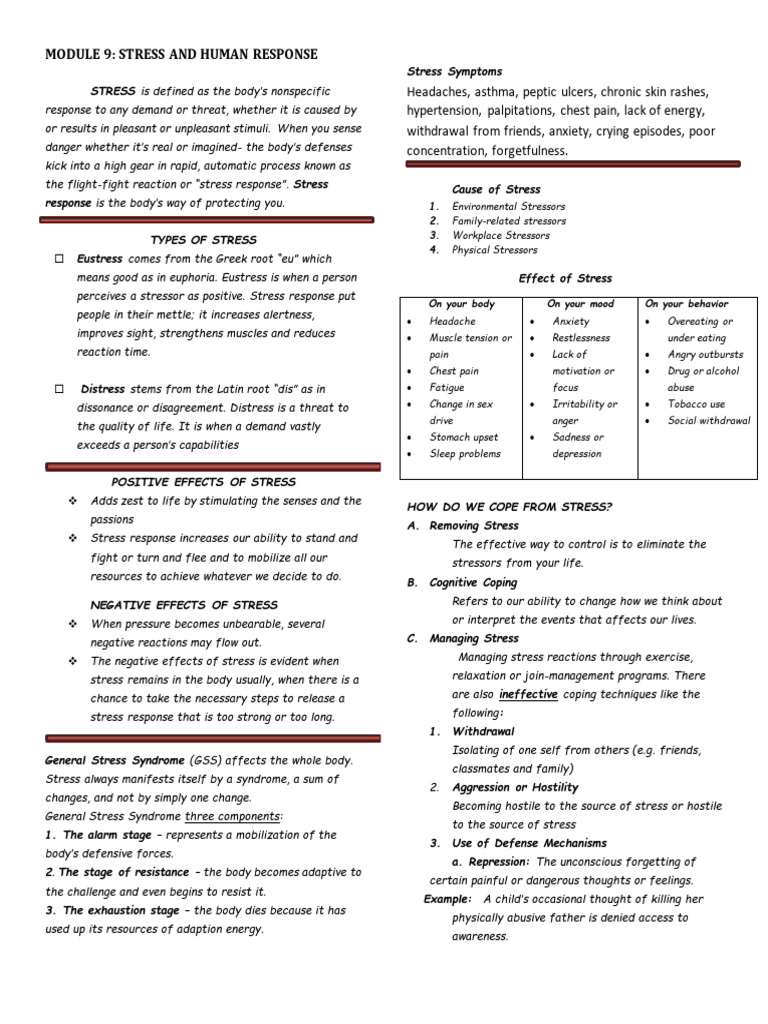 UTS-M9 Stress Human Response | PDF | Stress (Biology) | Self-Improvement