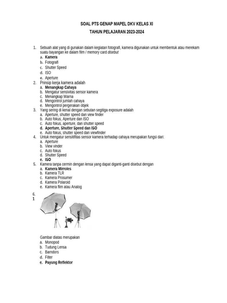 Soal PTS Genap Mapel DKV Kelas Xi | PDF