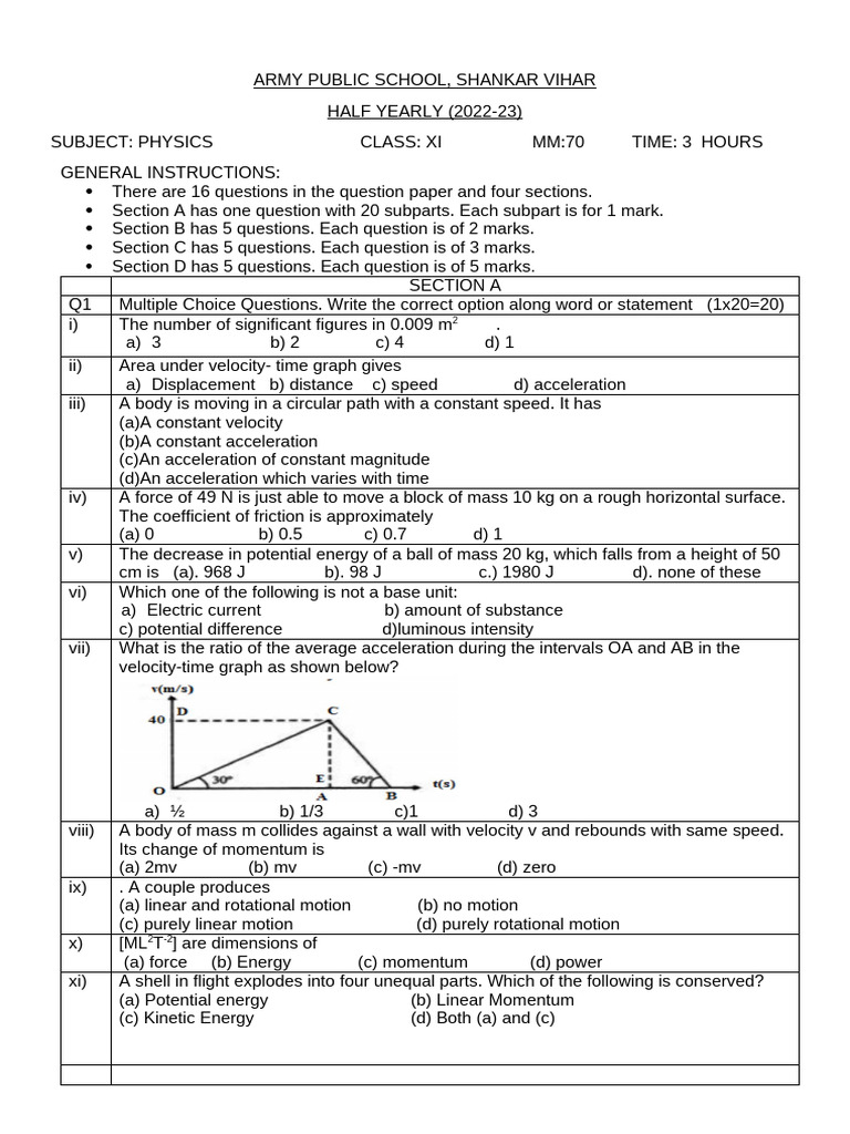 HY Class 11 QP | PDF