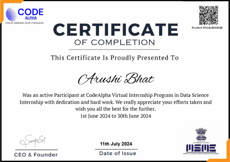 CodeAlpha Certificate | PDF CodeAlpha Certificate | PDF