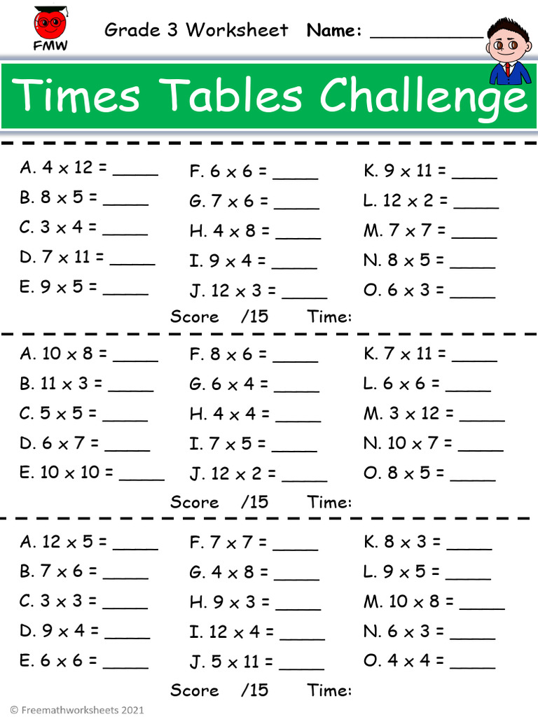 Grade-3-Times-Tables-Challenge-Worksheet-3 | PDF