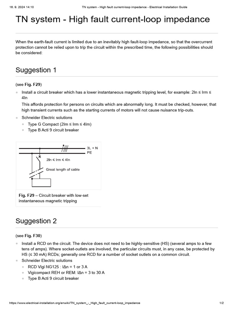 TN System - High Fault Current-Loop Impedance - Electrical Installation ...