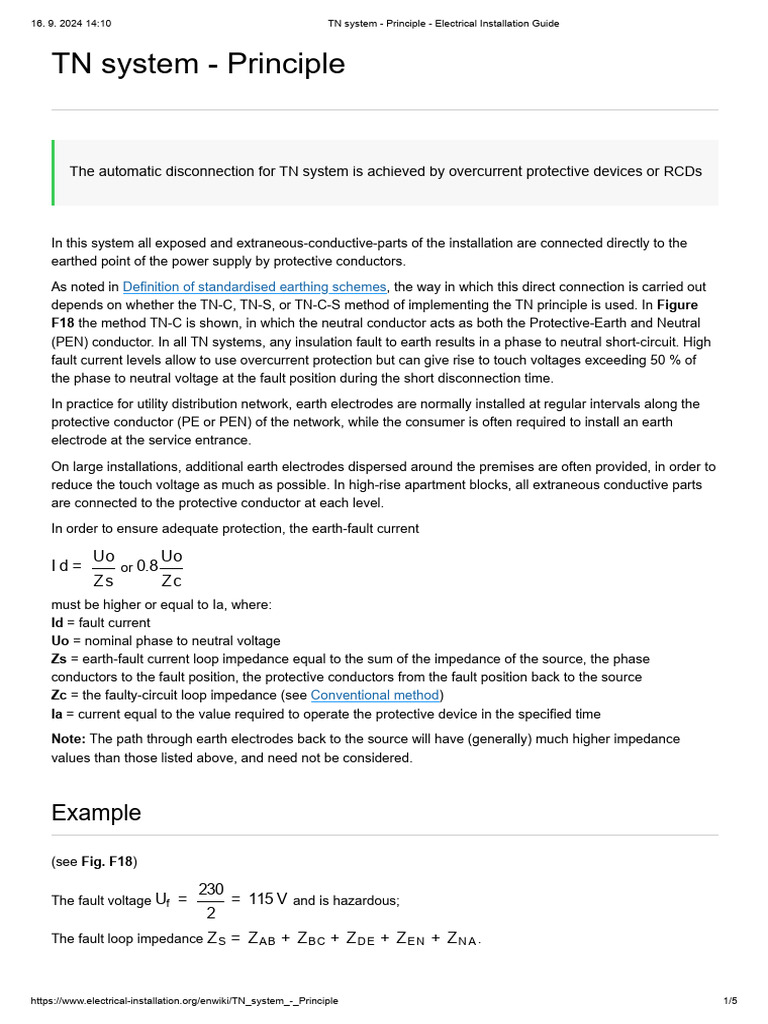 TN System - Principle - Electrical Installation Guide | PDF