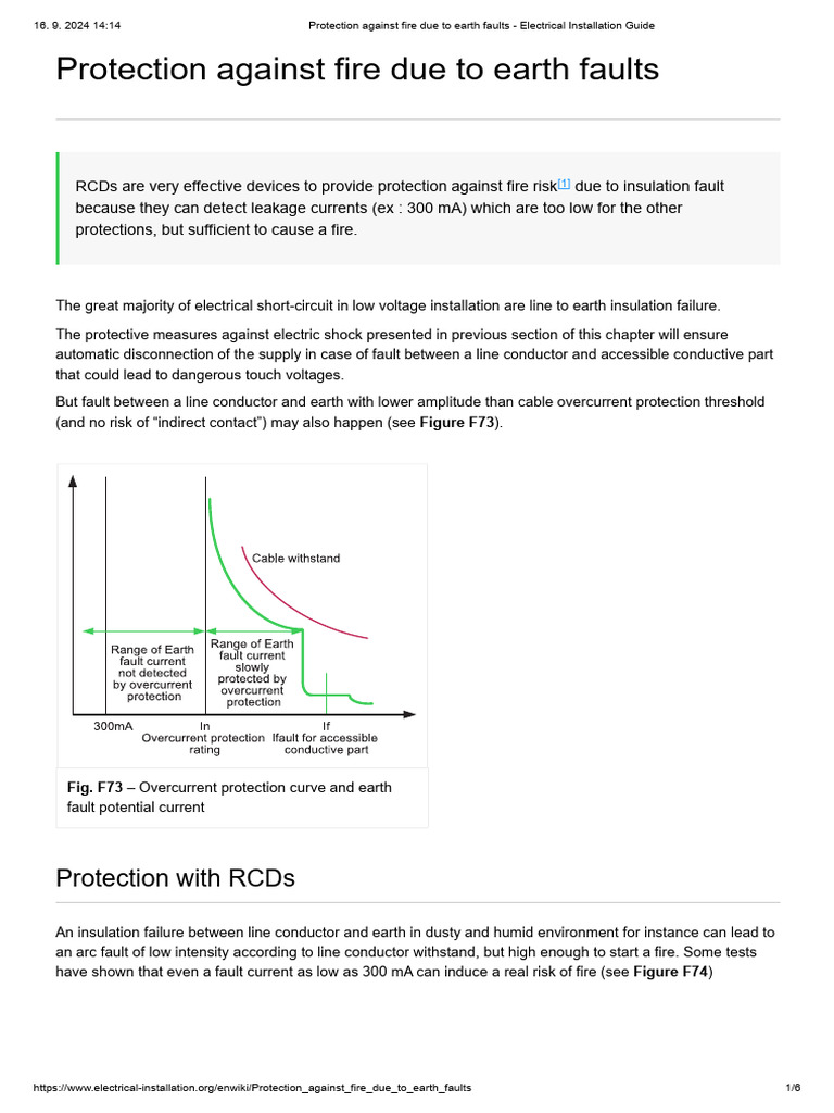 Protection Against Fire Due To Earth Faults - Electrical Installation ...