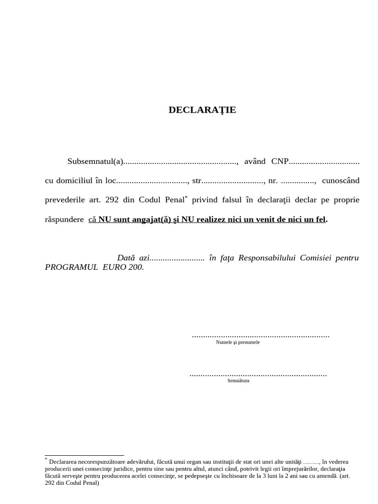 DECLARA - IE Fara Venit | PDF