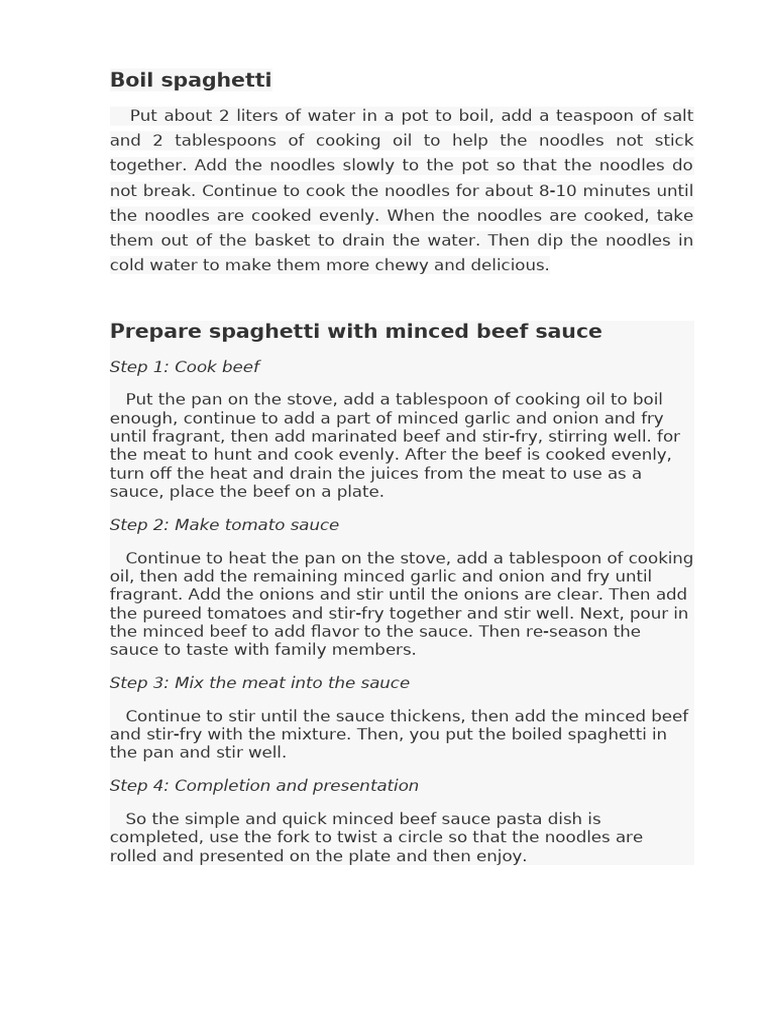 Boil Spaghetti | PDF
