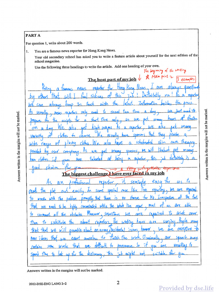 2012 Dse Writing | PDF