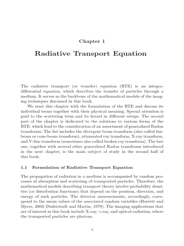 2023 Radiative Transport Equation | PDF