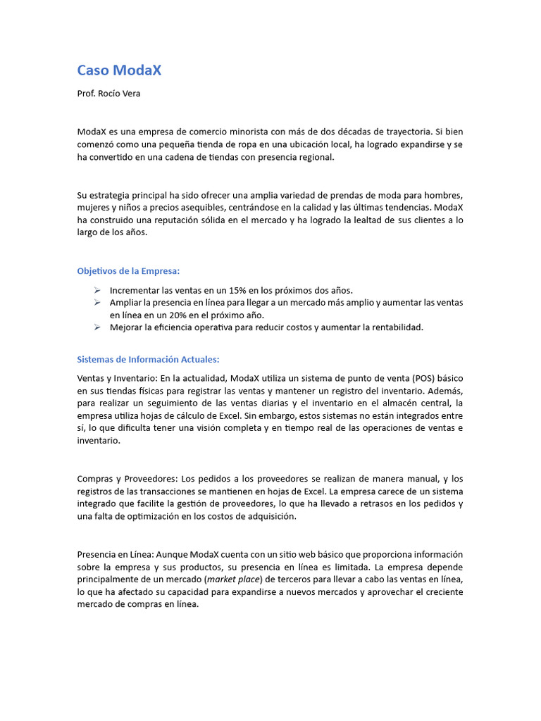 Caso ModaX | PDF
