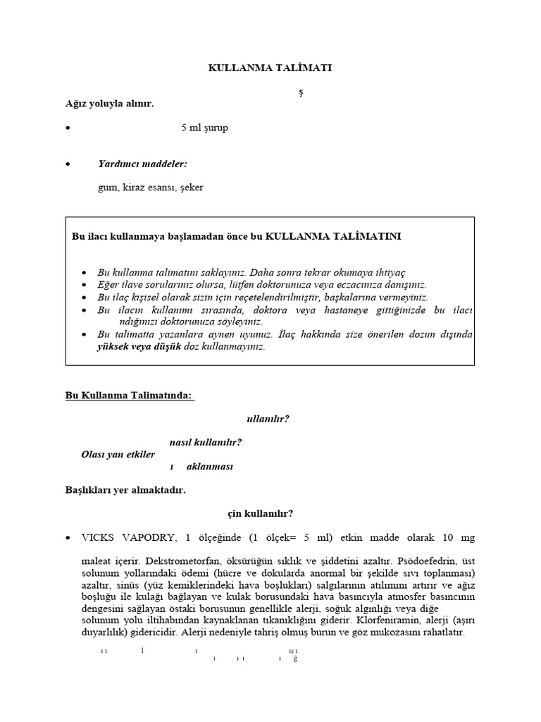 Vicks Vapodry 10 MG - 20 MG - 2 MG - 5 ML Surup - 120 ML - KT | PDF