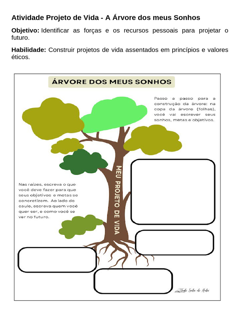 Atividade Projeto de Vida - A Árvore Dos Meus Sonhos | PDF