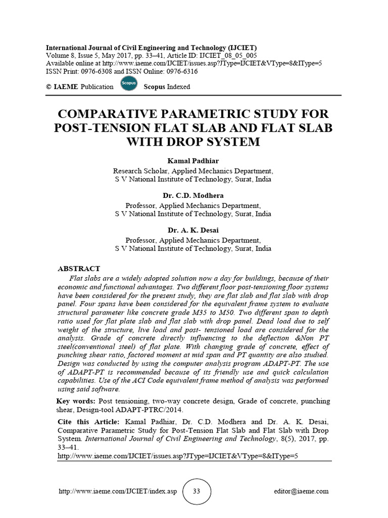 Comparative Parametric Study For Post-Tension Flat Slab and Flat Slab ...
