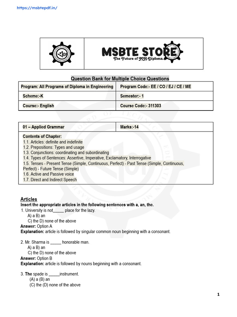 Msbte K Scheme MCQ PDF Msbte Store | PDF