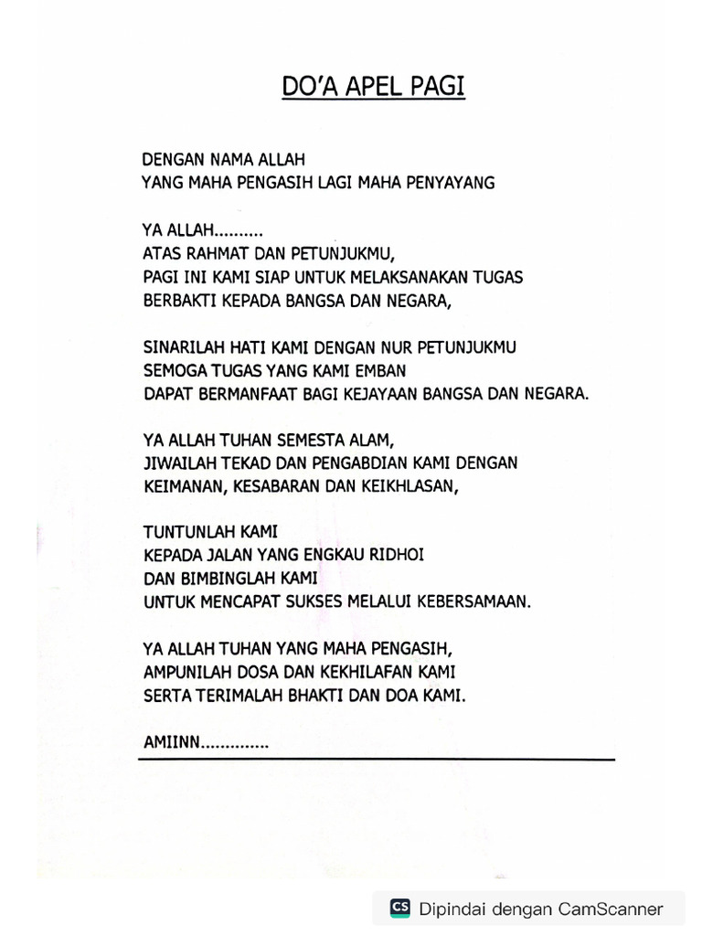 Doa apel pagi | PDF