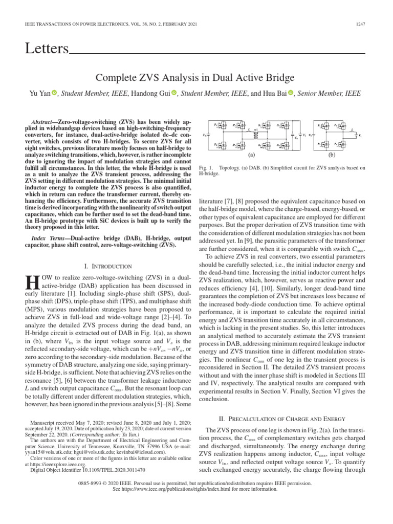 Complete ZVS Analysis in Dual Active Bridge | PDF