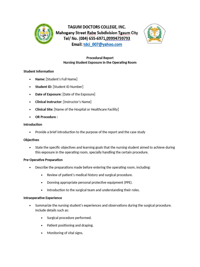 Guide Procedural Report | PDF