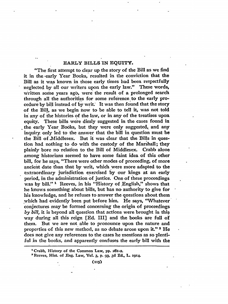 Early Bills in Equity | PDF