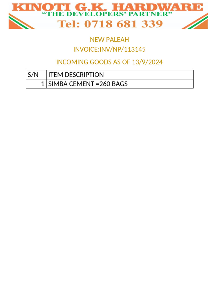 Incoming Goods as of 5 | PDF