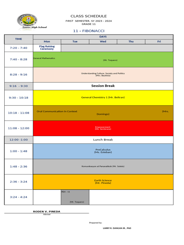 First Sem Sched 2024 2025 4th Edit | PDF