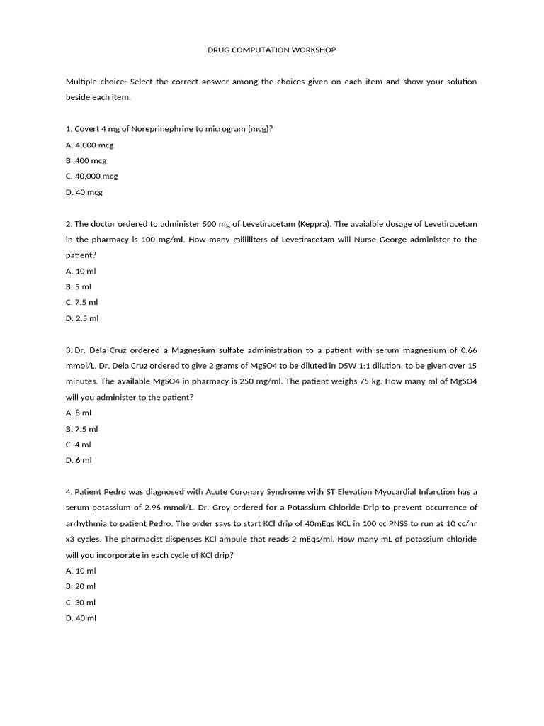 Drug Computation Workshop | PDF