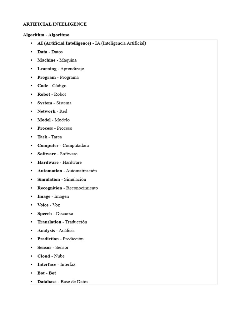 Vocabulary PAU Artificial Intelligence War | PDF