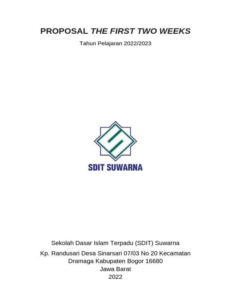 Proposal The First Two Weeks 22-23 | PDF