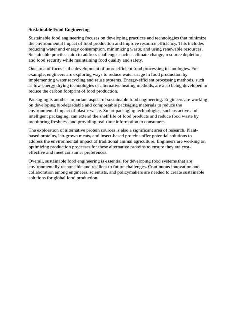 Sustainable Food Engineering | PDF