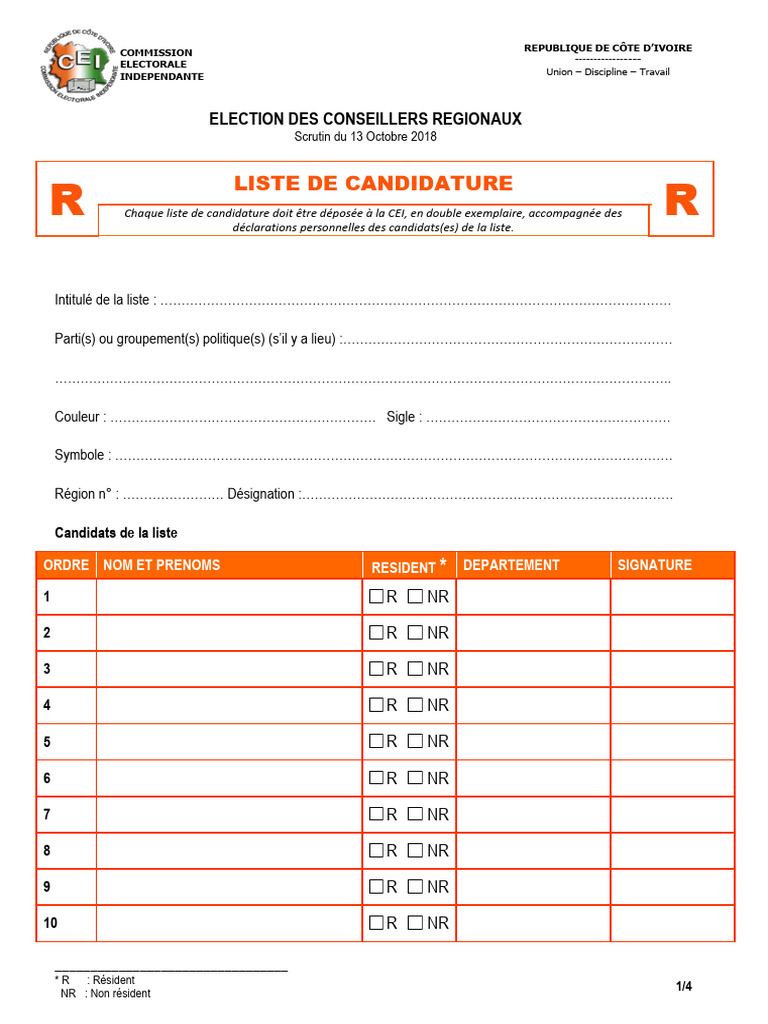 3 Formulaire de Liste Des Régionales À Télécharger Par Les Candidats | PDF
